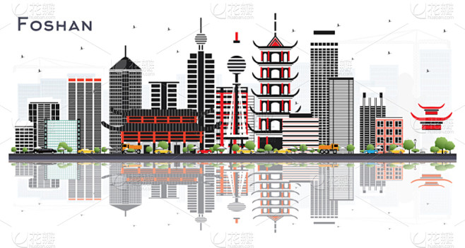 foshan china city skyline with gray buildings and