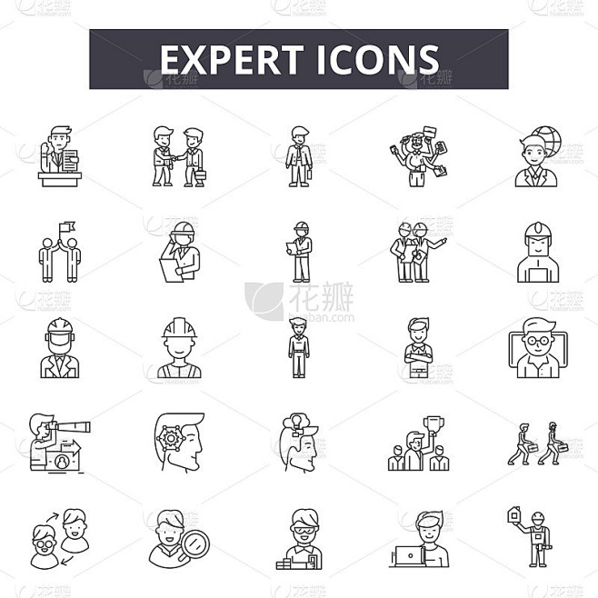 Expert line icons, signs set, vector. Expert outli
