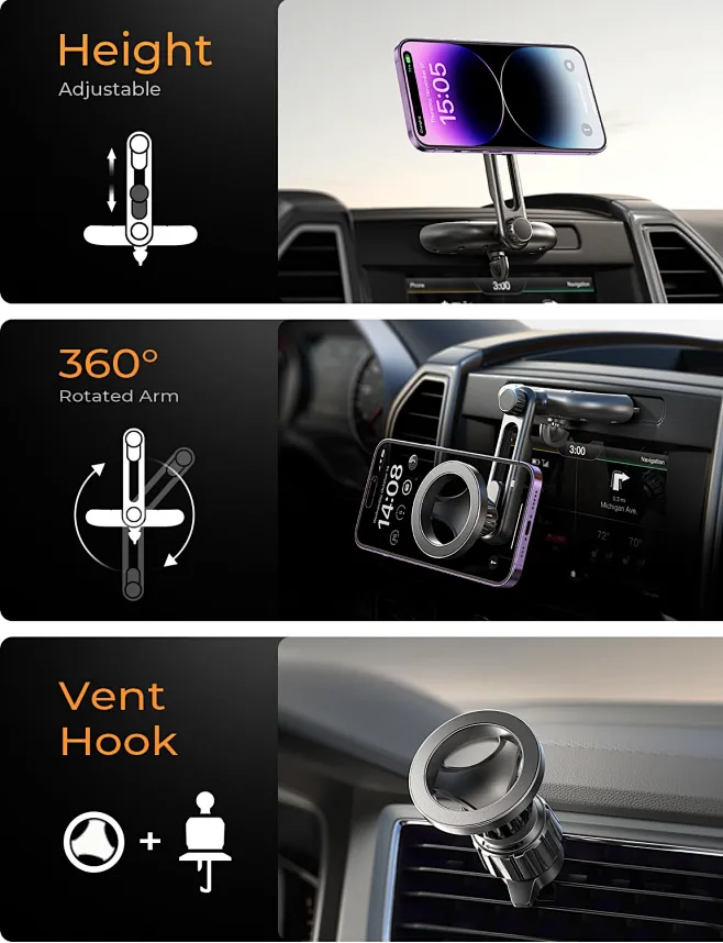 Amazon.com: LISEN for MagSafe CD Phone Holder for Car Mount [Angle ...