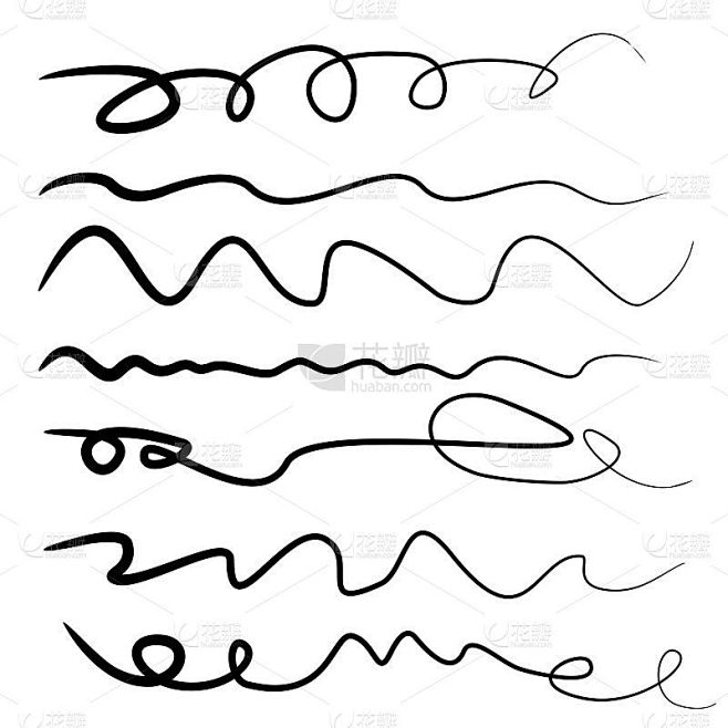 Art curved wavy lines hand draw set kit collection
