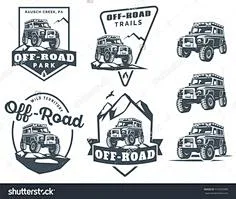 Set of off-road suv car monochrome logo, emblems and badges isolated on ...