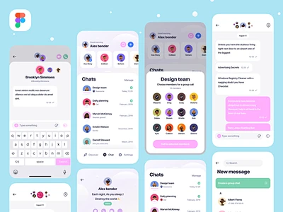 Clean Chat App UI logo social ios icon clean profile story stories app design bubbles messenger ...