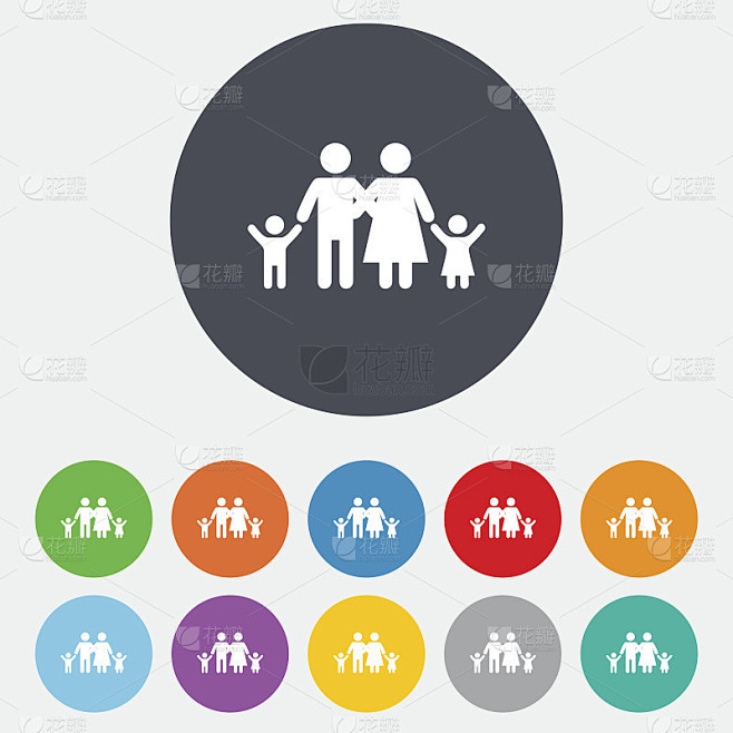 家庭图标。父母与孩子的象征。