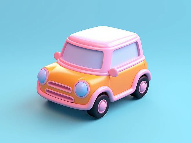 3D Cartoon Car, 3D Pastel Cartoon Car, 3D Pastel Mascot Car 3d 3d ai 3d ...