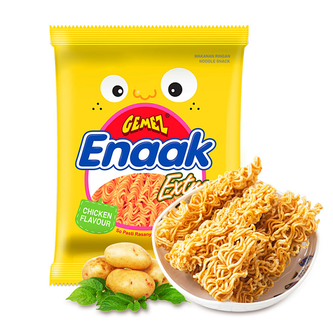 印尼进口零食品 Gemez Enaak Extra烤鸡风味30g小鸡点心面干脆面-淘宝网