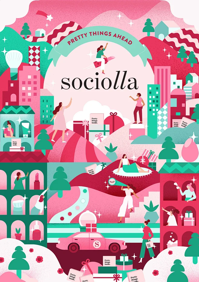 Sociolla Key Visual Illustration-花瓣网