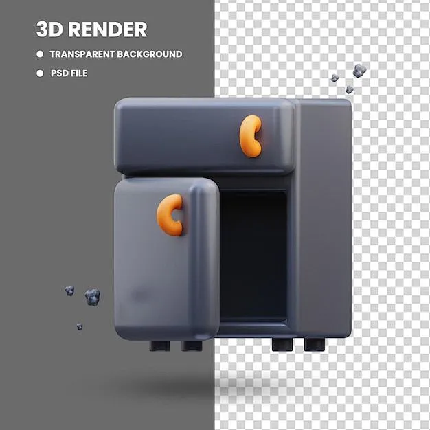 Premium PSD | 3d rendering illustration of cute fridge freezer kitchen ...
