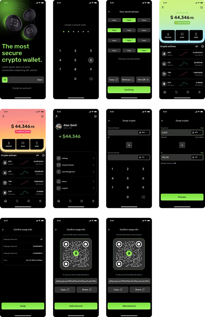 加密数字货币钱包app ui .fig素材下载 - 豆皮儿UI-花瓣网