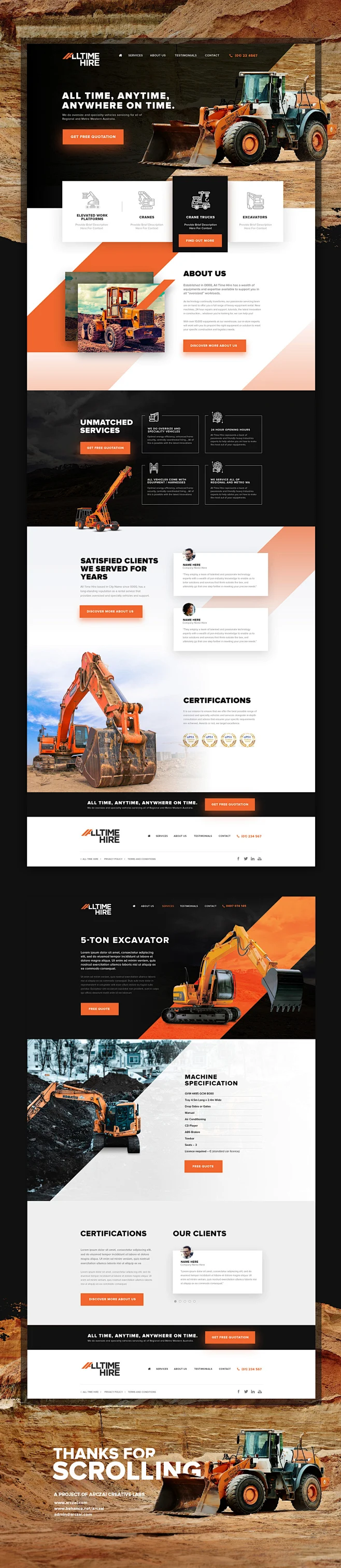 Heavy Equipment construction Website Design creative inspiration-花瓣网