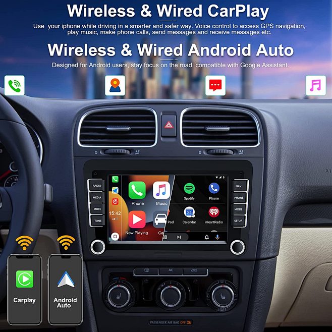 UNITOPSCI Android 11 Car Stereo for VW Golf Passat Jetta Touran Seat Skoda Octivia Apple CarPlay ...