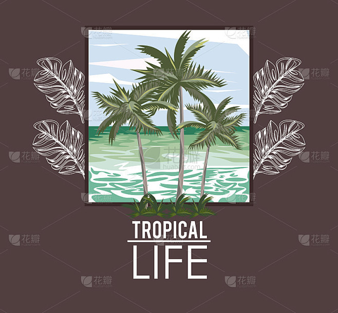 Tropical life and beach summer card