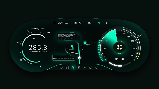 汽车HMI仪表盘PSD-花瓣网