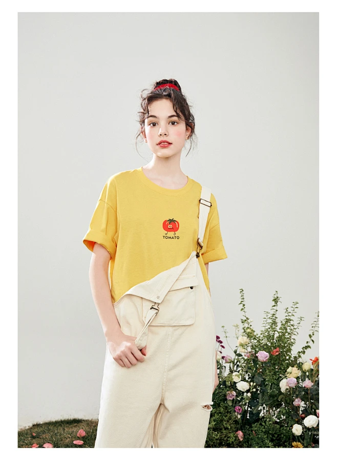 【新品】乐町可爱果蔬短袖t恤女2020夏季新款女装白色薄上衣宽松-tmall.com天猫-花瓣网