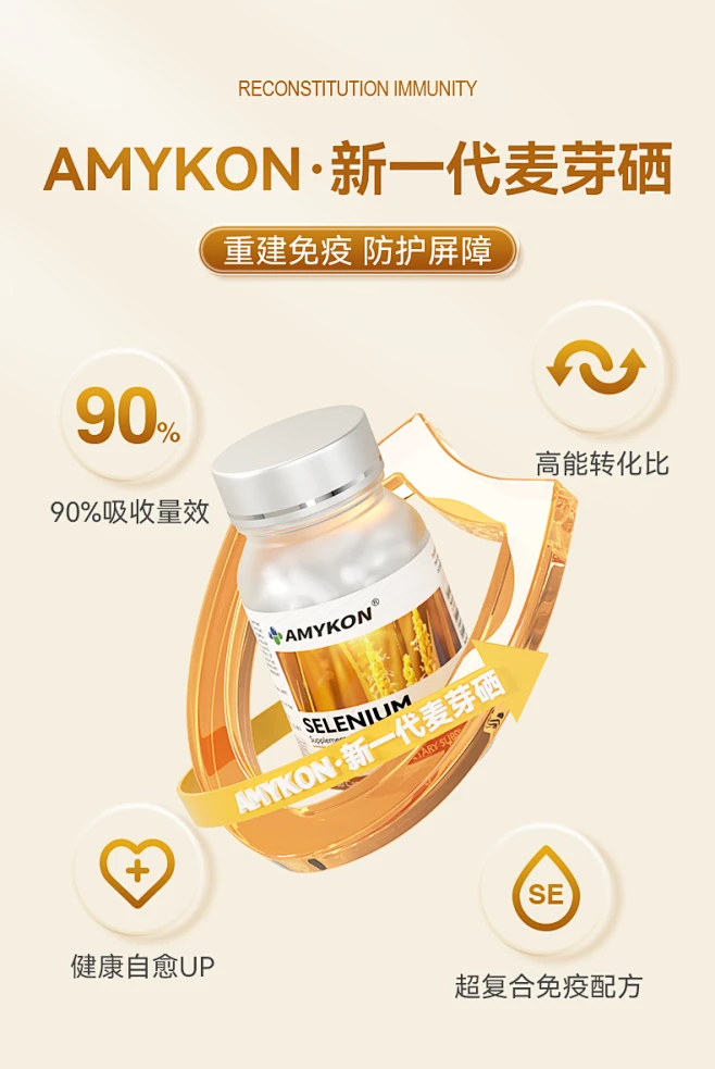 AMYKON安美心 麦芽硒片补硒富硒酵母维生素e片元素硒增强富免疫力-tmall.com天猫-花瓣网