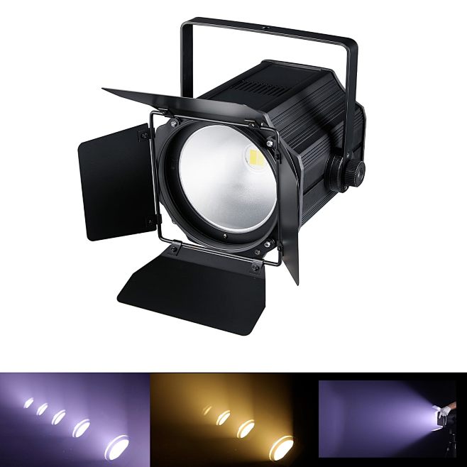 LED 200W COB Stage Lights with Barn Doors 2in1 Warm White & White COB ...
