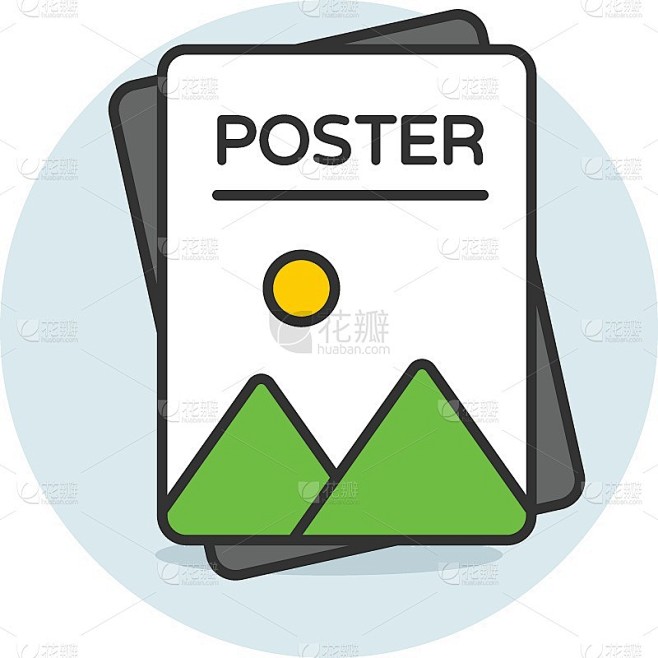 自定义海报印刷概念矢量图标设计，胶印符号，数字打印机服务标志，Cmyk彩色印刷设备库存说明