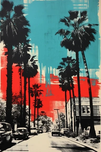 black and white news paper collage art mixed with screenprint color Los ...