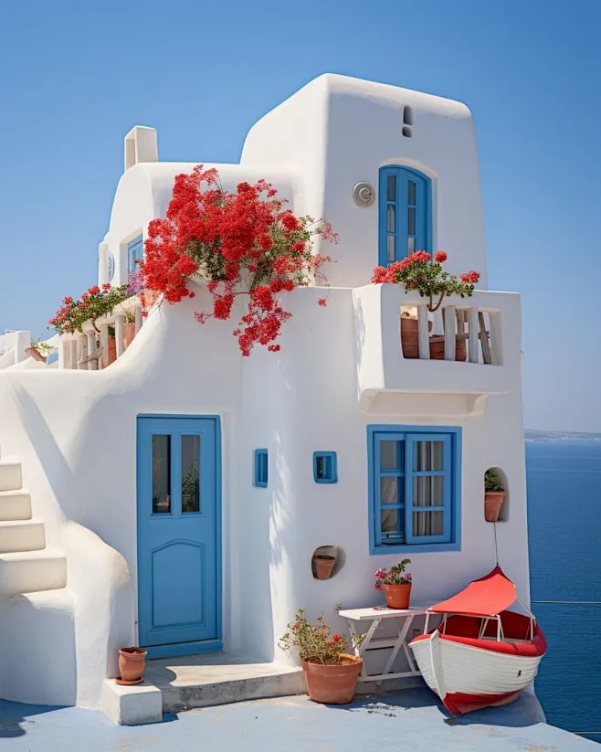 Tiny Santorini Style House Design This image was created with the use ...
