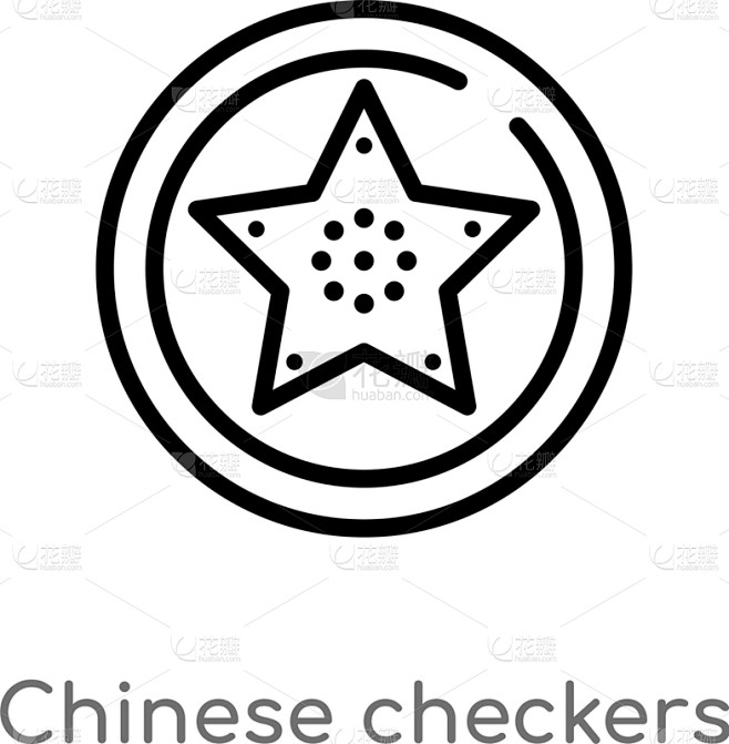 outline chinese checkers icon isolated black