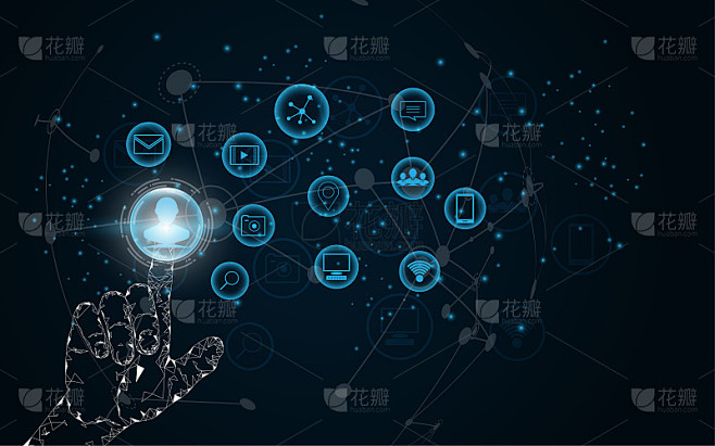 Hand touch selection,touch the future abstract tec