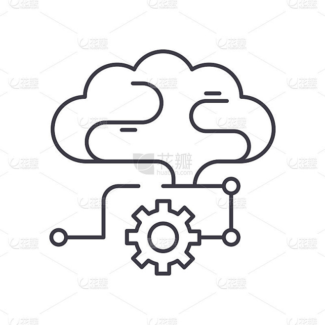 Cloud services icon, linear isolated illustration,