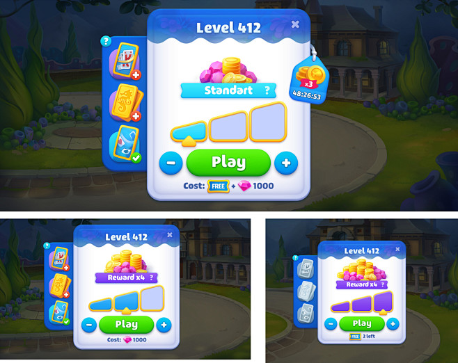 Playrix 游戏的不同 UI