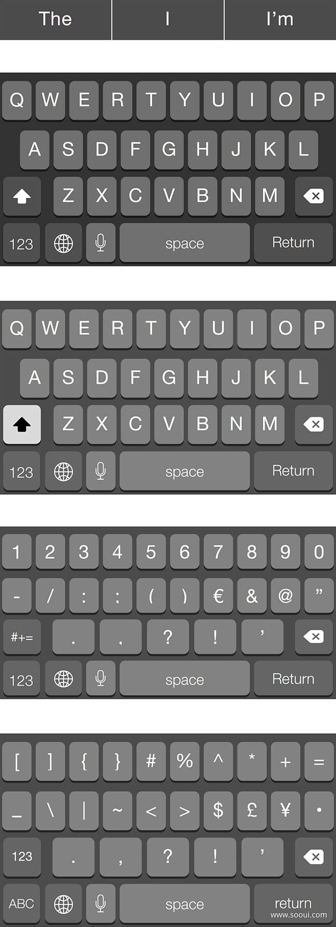 iOS 8 Dark KeyboardUI设计作品APP设计app界面首页素材资源模板下载