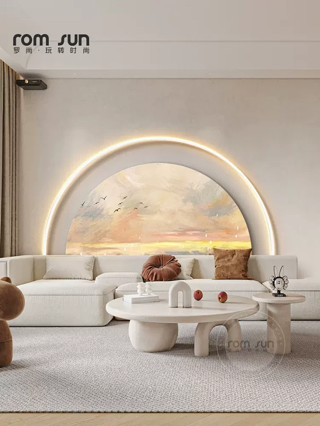 抽象大气卧室床头装饰画奶油ins风沙发背景墙led壁灯高档客厅挂画-tmall.com天猫-花瓣网