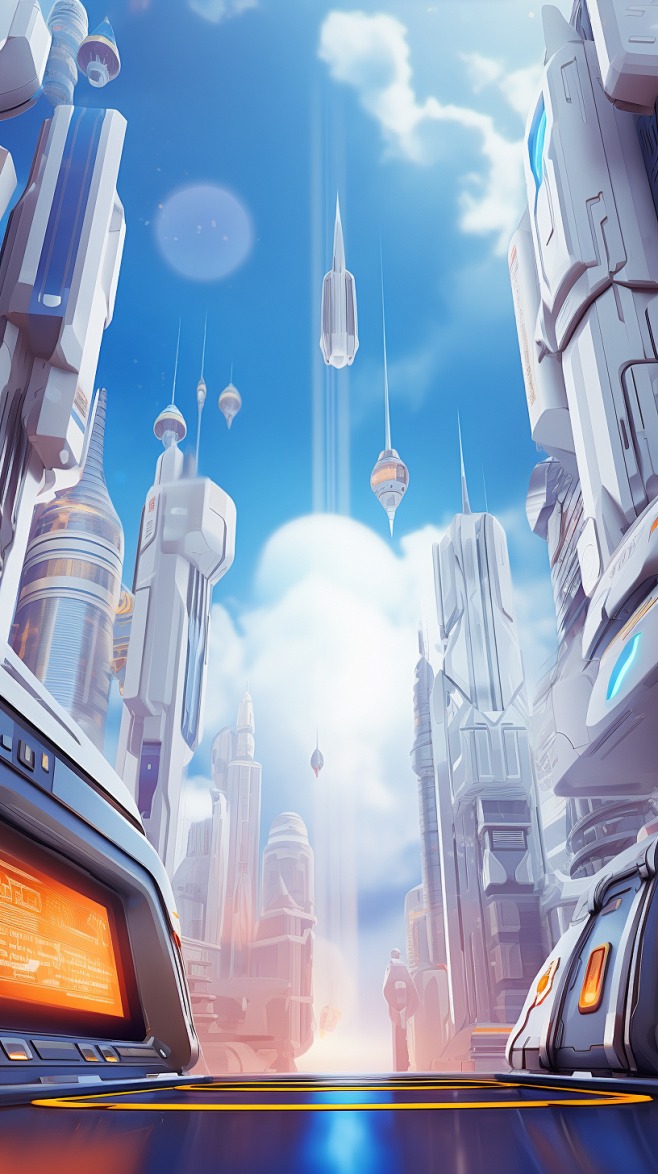 chaming_Joyoung_Future_Space_Tech_style_distant_spacecraft_blue ...