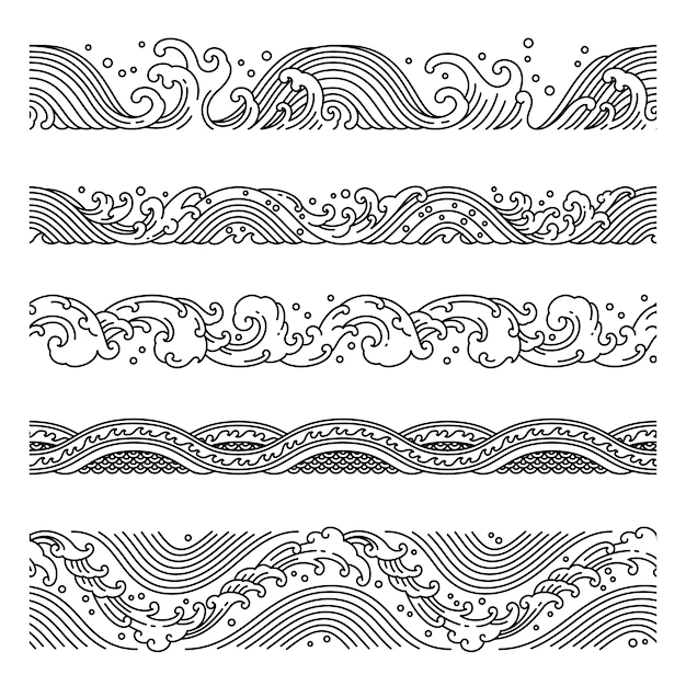 Wave seamless border-花瓣网