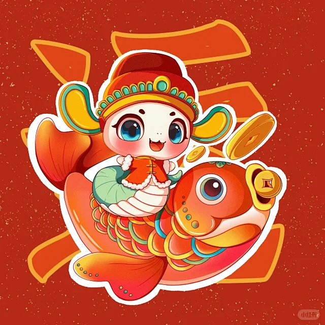新年锦鲤卡通 - 小红书搜索-花瓣网