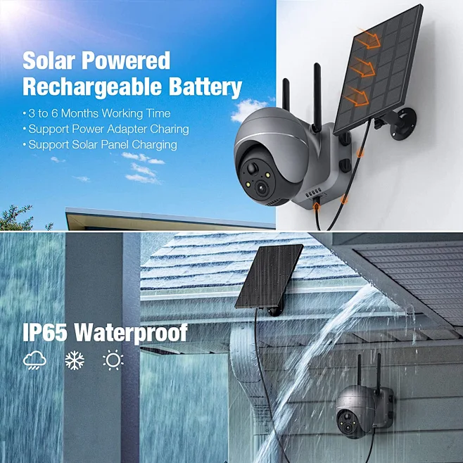Amazon.com : Wireless Security Camera Outdoor, 2K Solar Powered WiFi ...