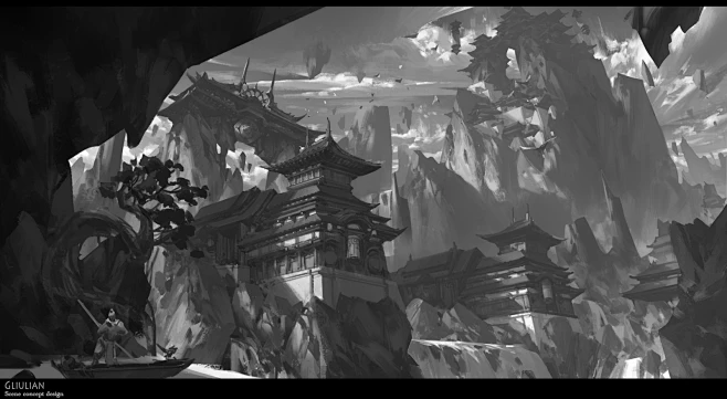 场景构图黑白构成画面构成黑白稿来自cgbook.cn (641)-花瓣网