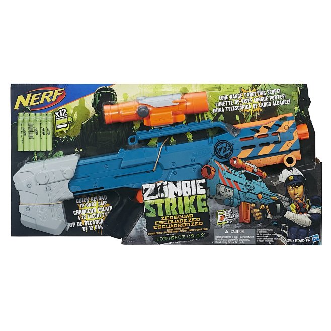 Amazon.com: Nerf Zombie Strike ZED Squad Longshot CS-12 Blaster: Toys ...
