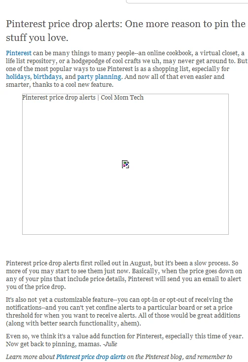 Pinterest的价格下降警报：一针你所爱的东西更有理由。 Pinterest price drop alerts: One more ...