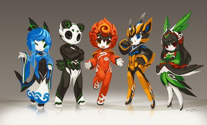 北京 2008 年奥运会吉祥物福娃的二次创作，动漫化风格