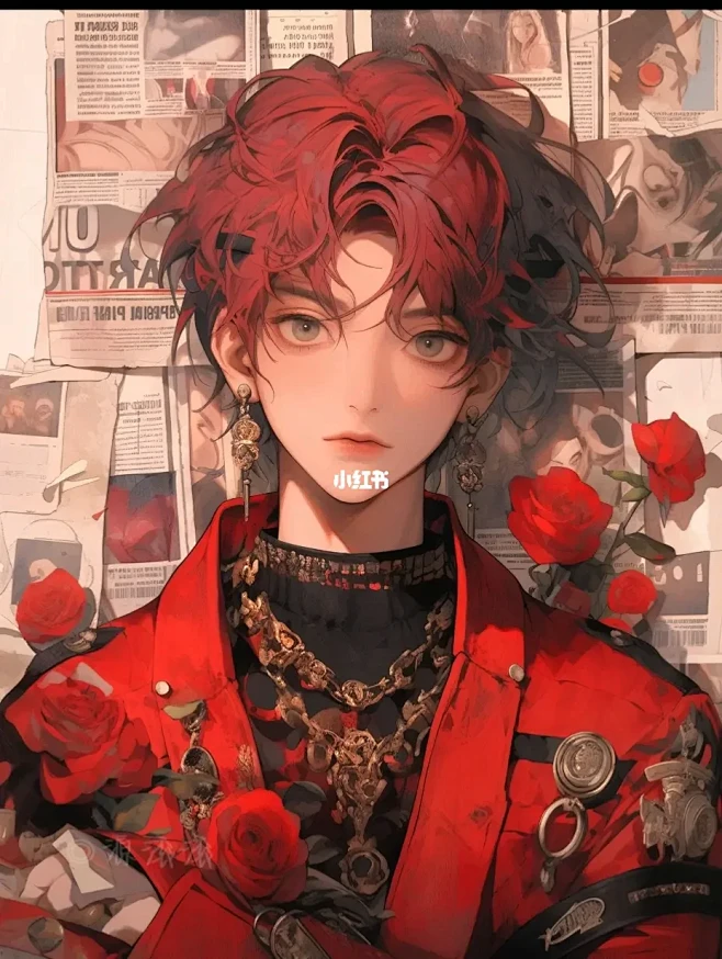 复古港风动漫男生壁纸|头像|红玫瑰