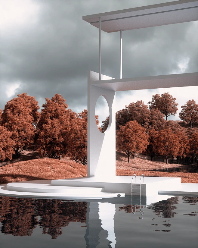 3D cinema 4d design illustrations Interior rendering visual-花瓣网