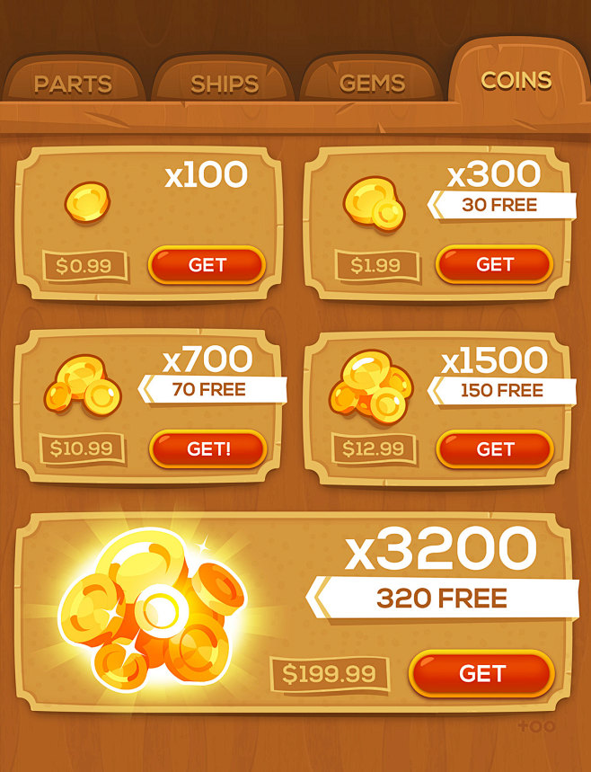 casual coin game gem Interface mobile shop store toorkin zeptolab