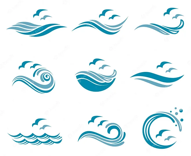 Vector ocean logo set-花瓣网