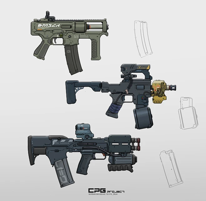 Cyberpunk guns-花瓣网