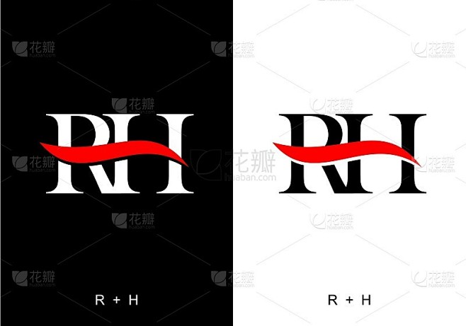 RH首字母的黑白颜色设计