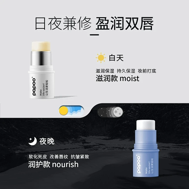 PAPOO男女士润唇膏淡化唇纹滋润唇部保湿不油腻防干裂护唇膏-tmall.com天猫-花瓣网