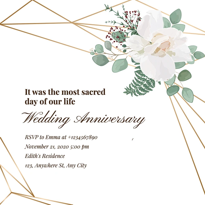 Wedding Anniversary Invitation Introduction Simple Fashion Letter素材-花瓣网