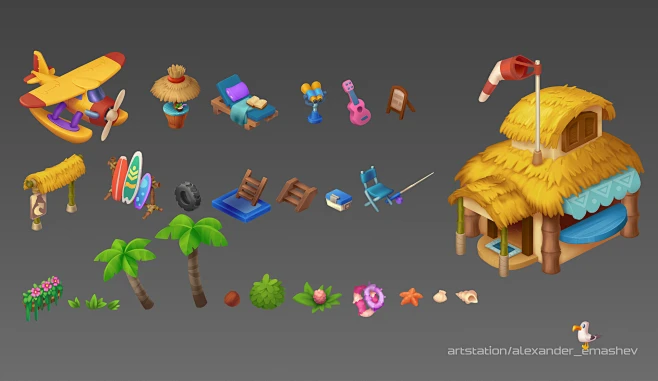 alexander-emashev-alexander-emashev-tropical-island-props-花瓣网