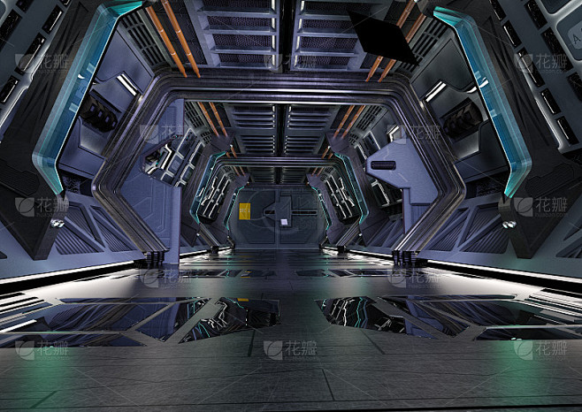 3D插画科幻走廊