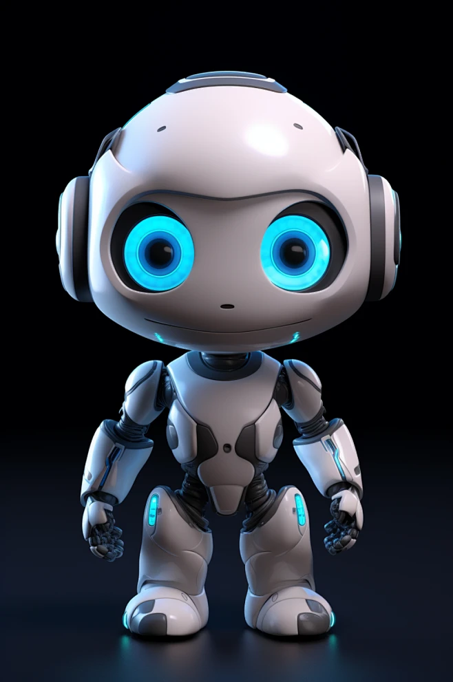 AI数字艺术科技感白色可爱小机器人模型-花瓣网