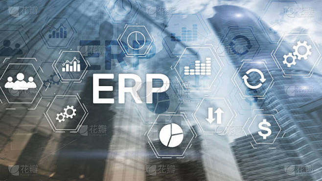 ERP系统，背景模糊的企业资源规划。业务自动化和创新概念.