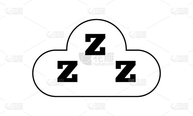 Sleep icon. Three z in cloud. Snooze symbol for yo