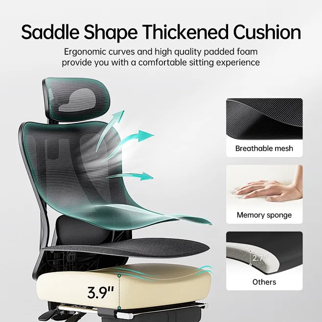 Amazon.com: Hbada Ergonomic Office Chair with 2D Adjustable Armrest ...